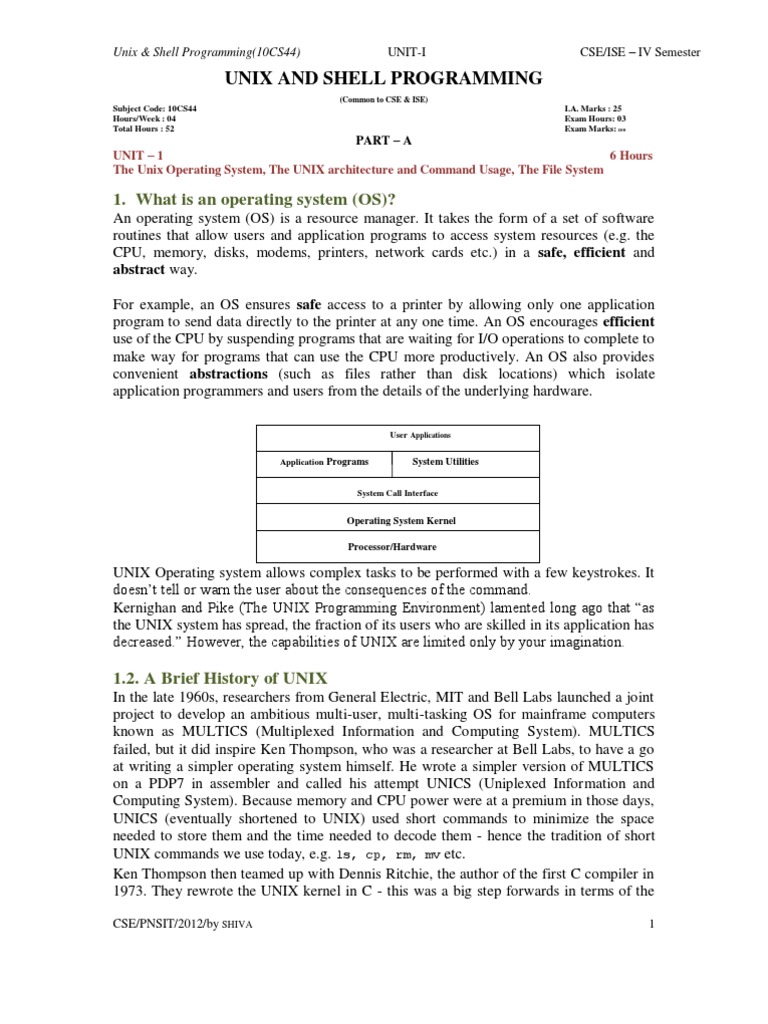 Unit 1 PDF | PDF | Operating System | Unix