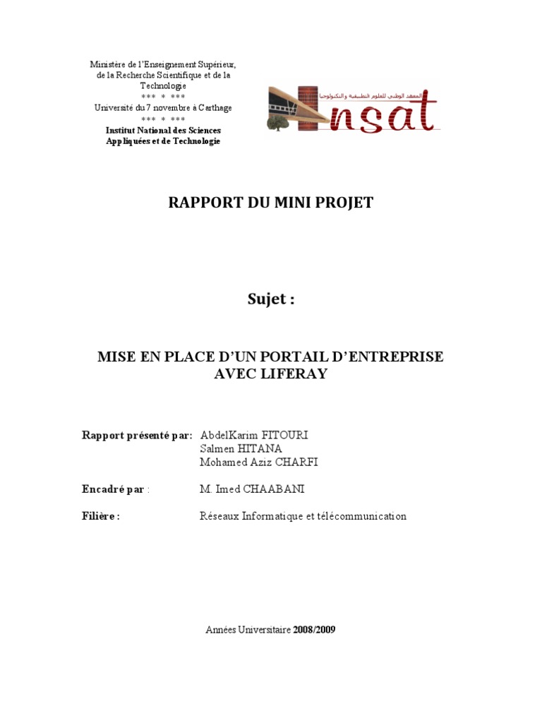 Rapport Mini Projet RT3 Liferay | PDF | JavaServer Pages | Java (Langage de programmation)