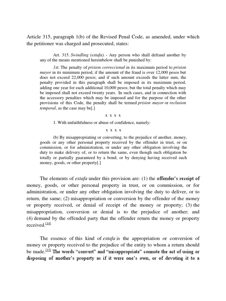 estafa case | Fraud | Prejudice (Legal Term) | Free 30-day Trial | Scribd