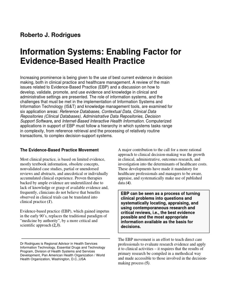 Evidence-Based Health Practice | Download Free PDF | Evidence Based ...