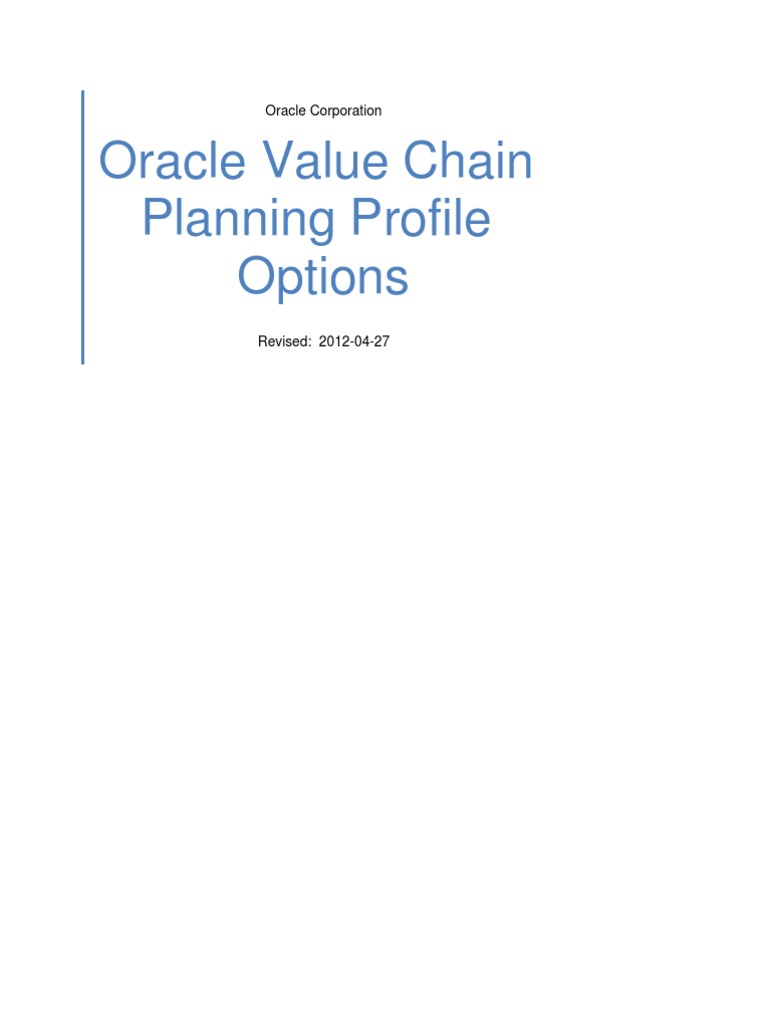 Oracle Value Chain Planning Profile Options | PDF | Fixed Exchange Rate ...