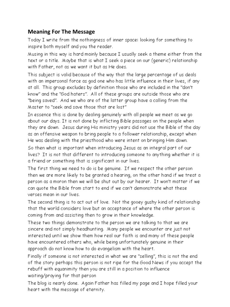 MMW Meaning For The Message | PDF | Priest | Jesus