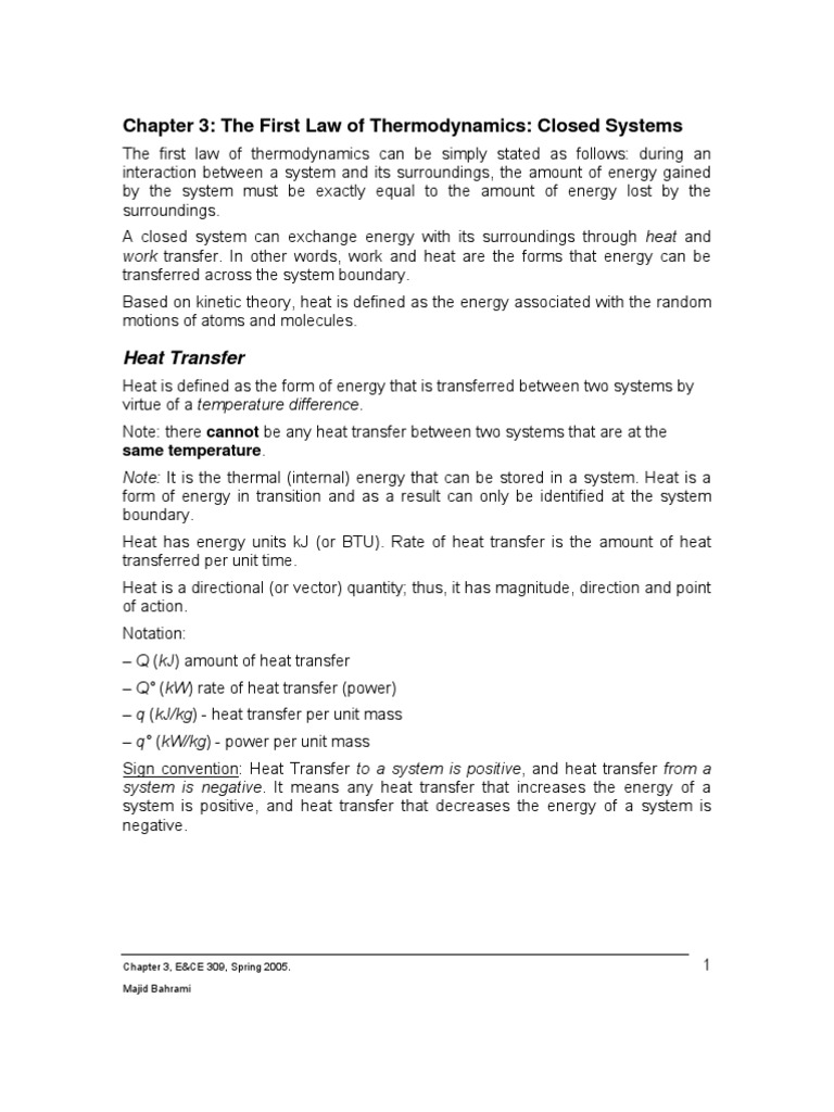 Sign Convention for Heat and Work | PDF