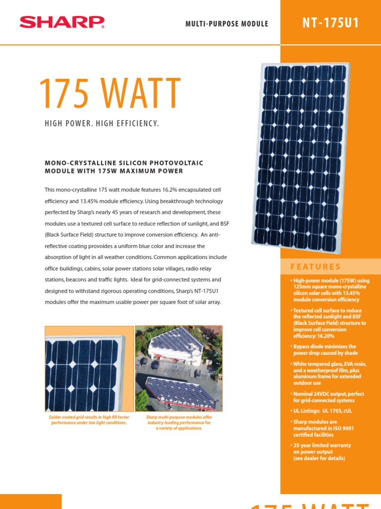 175watt Solar Panel | PDF | Solar Cell | Electrical Equipment
