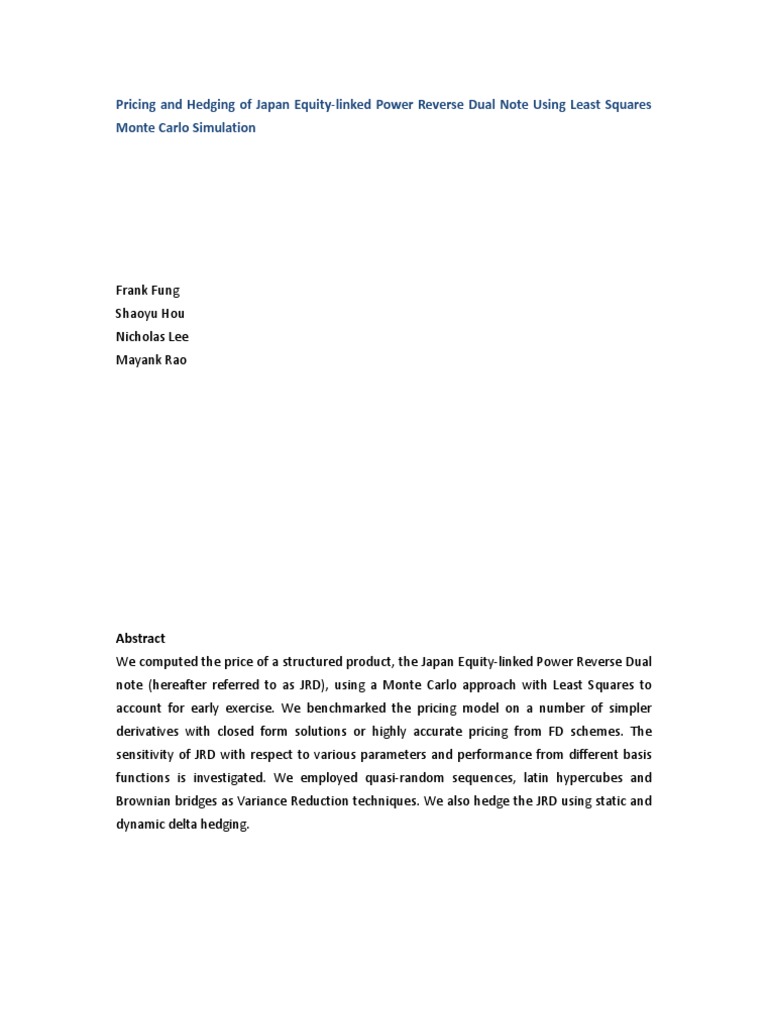 Japan Equity-linked Note Analysis | PDF | Option (Finance) | Hedge ...