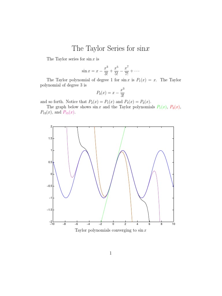 The Taylor Series For Sinx | PDF