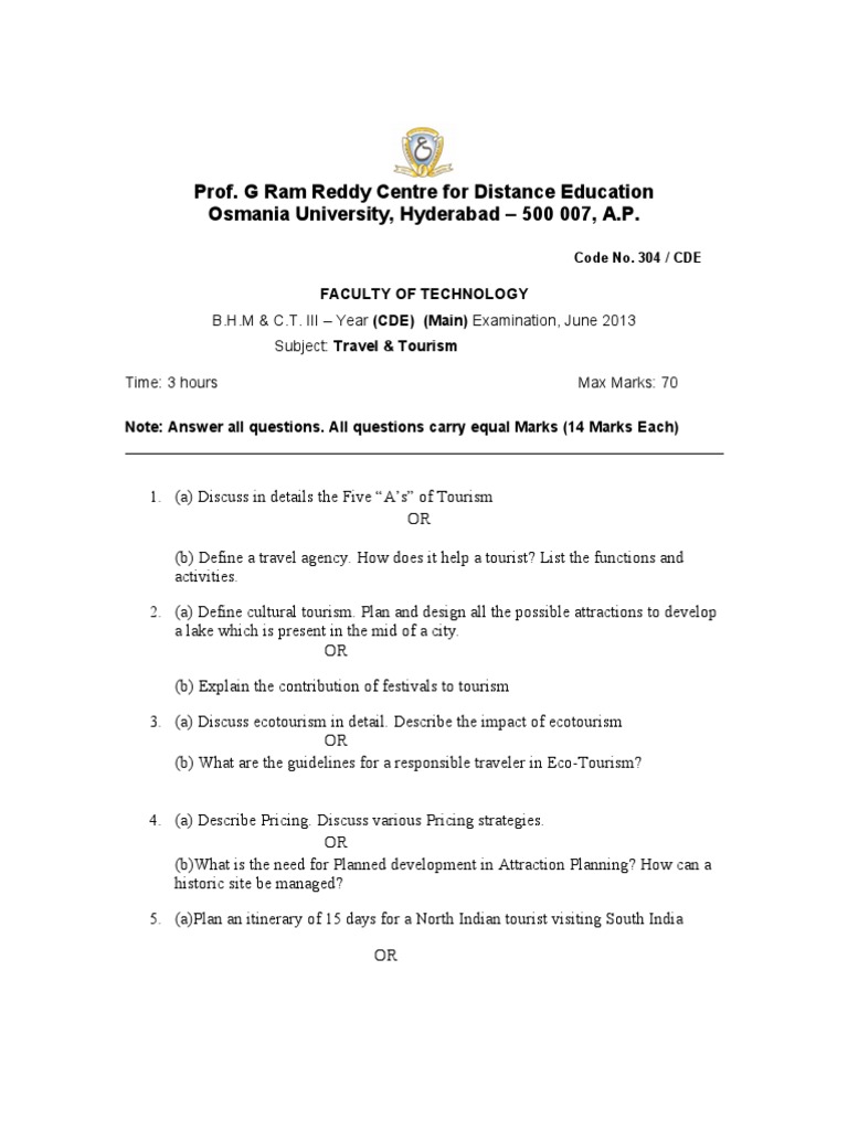 Prof. G Ram Reddy Centre For Distance Education Osmania University ...