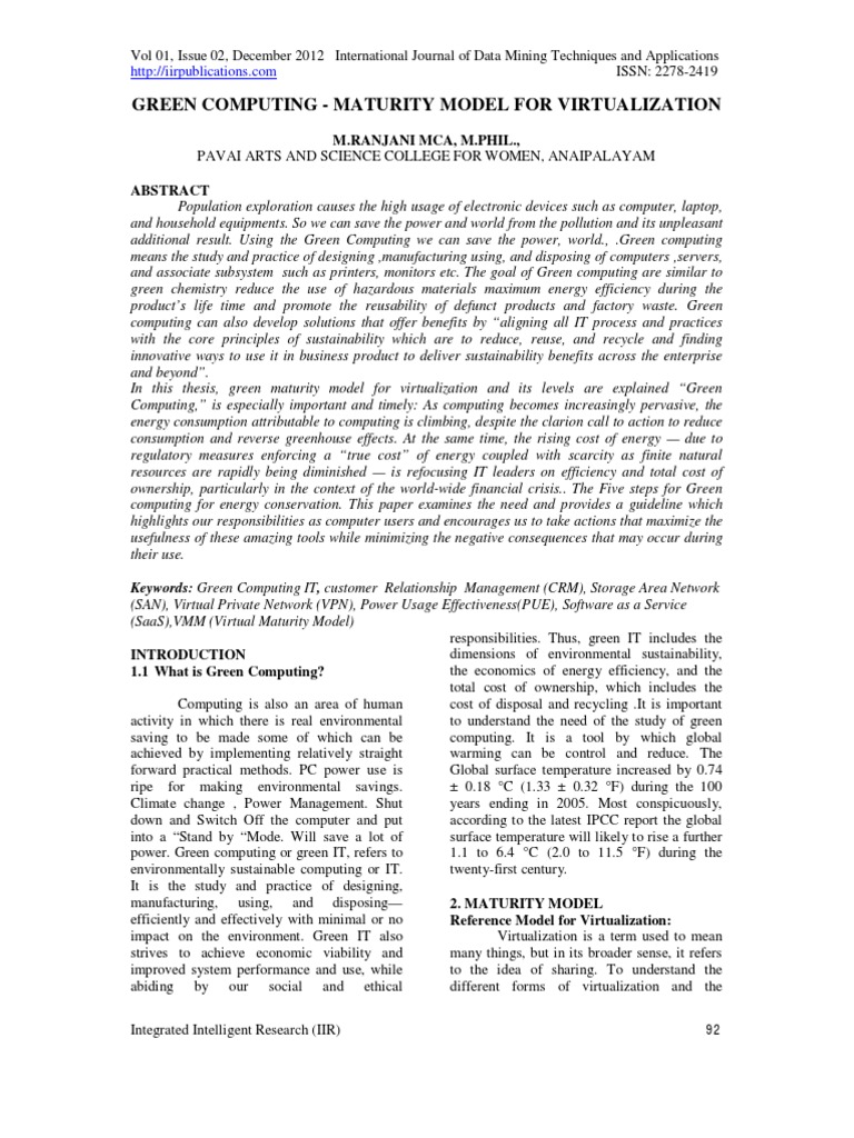 Green Computing - Maturity Model For Virtualization | PDF | Data Center | Cloud Computing