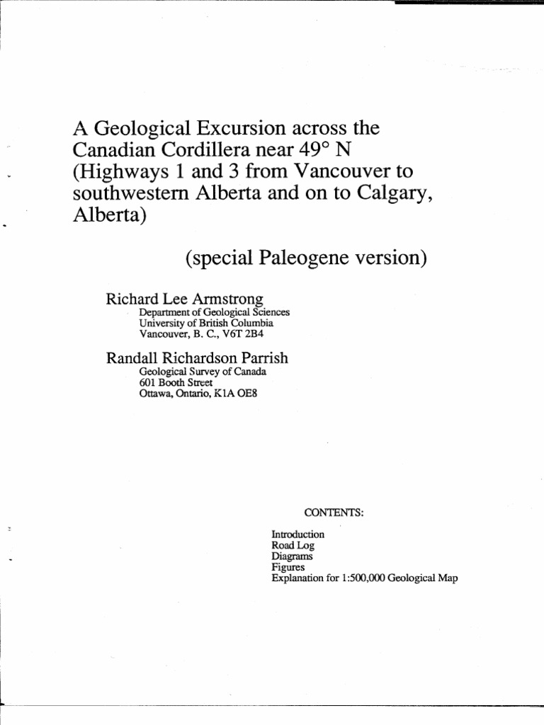 A Geological Excursion Across The Canadian Cordillera Near 49° N ...