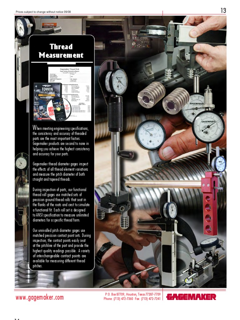 Gagemaker Thread Measurement | PDF | Metalworking | Machining