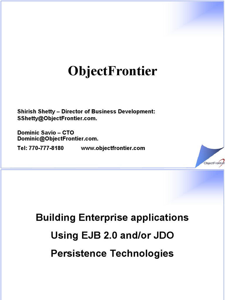 Object Frontier Presentation | PDF | Java Platform | Java (Programming ...