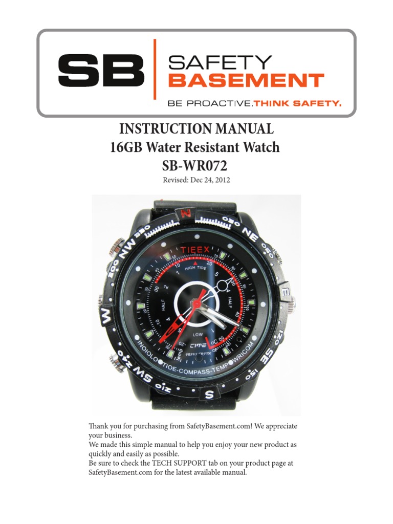 Instruction Manual 16GB Water Resistant Watch SB-WR072 | PDF | Usb ...
