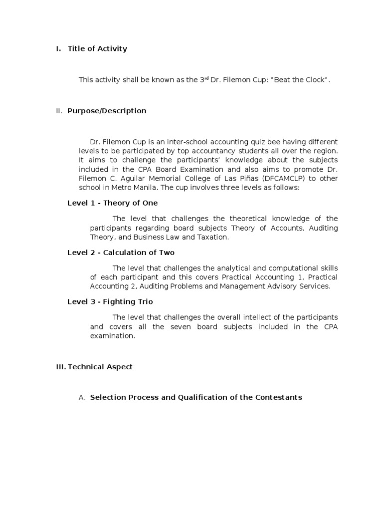 Quiz Bee Mechanics | PDF | Accounting | Theory