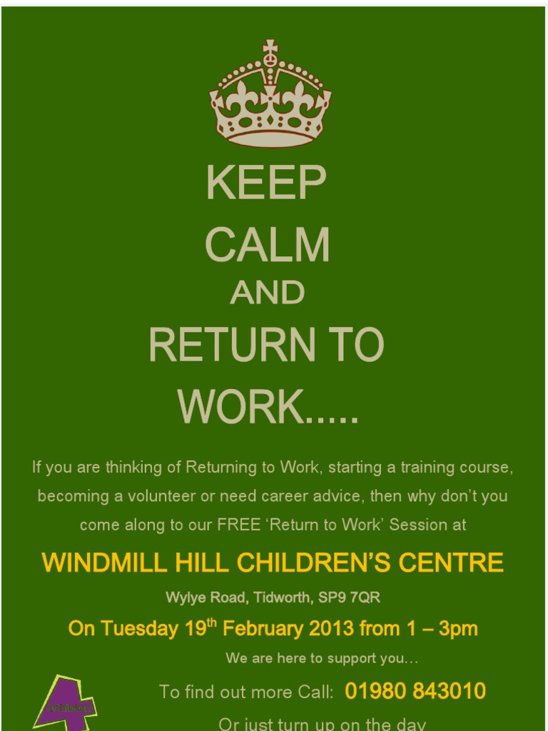 Return to Work Support Session | PDF | Business | Self-Improvement