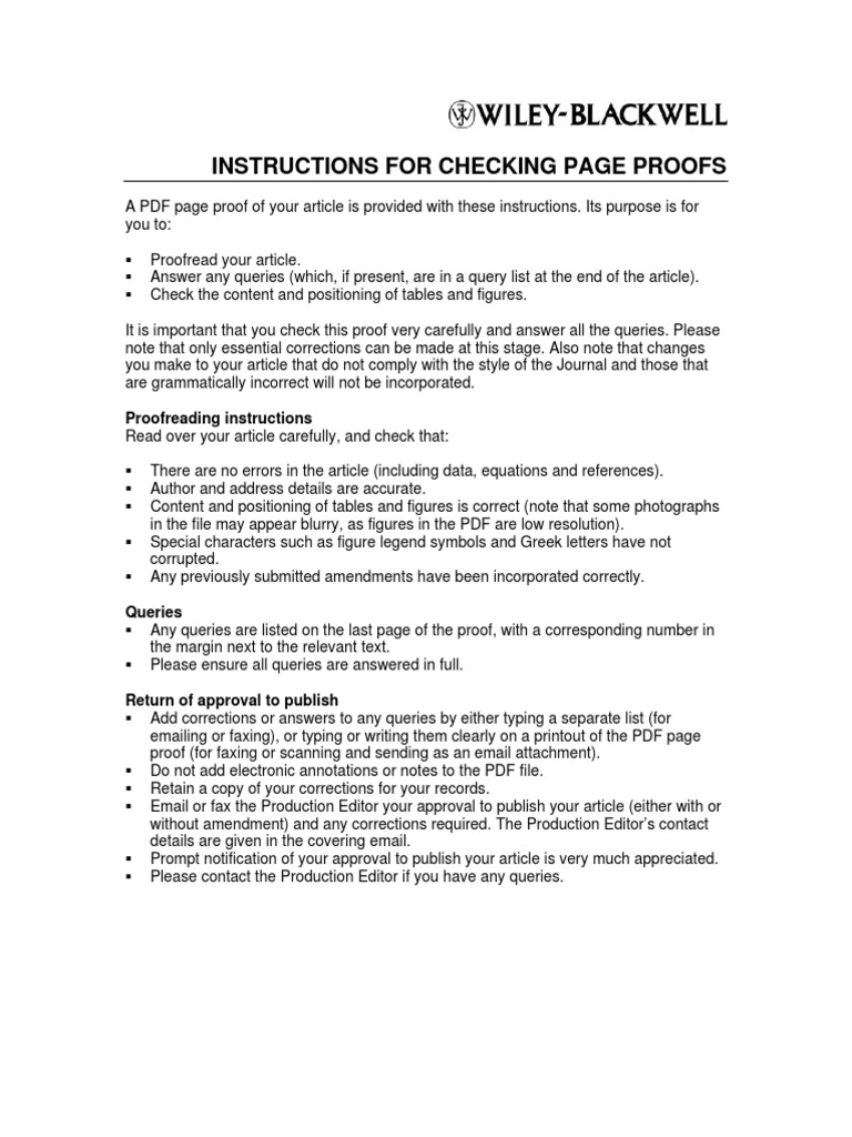 Instructions For Checking Page Proofs | PDF | Proofreading | Portable ...