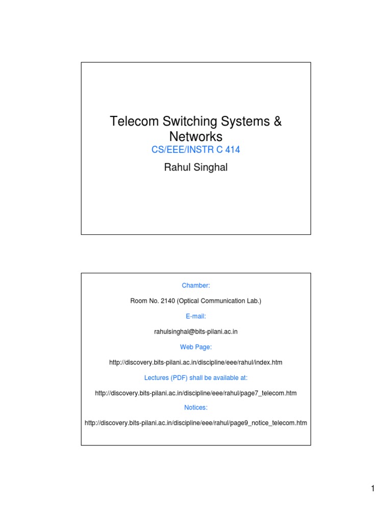 Telecommunications Switching Systems 1 | PDF | Telephone | Telephone ...