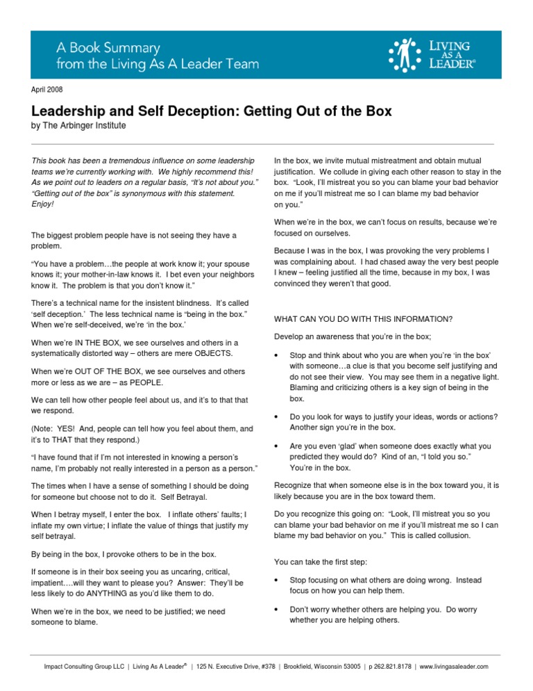 leadership and self deception | Psychological Concepts | Psychology ...