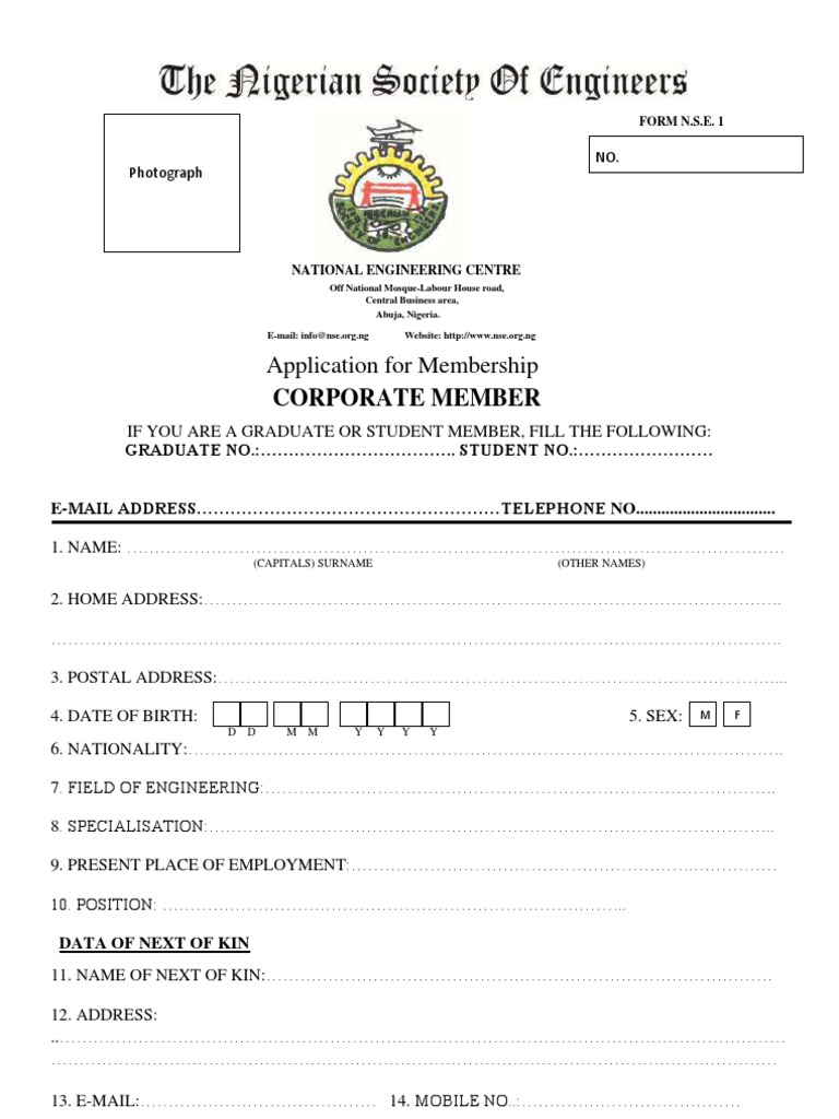 NSE Corporate Membership Application Form | PDF | Career & Growth