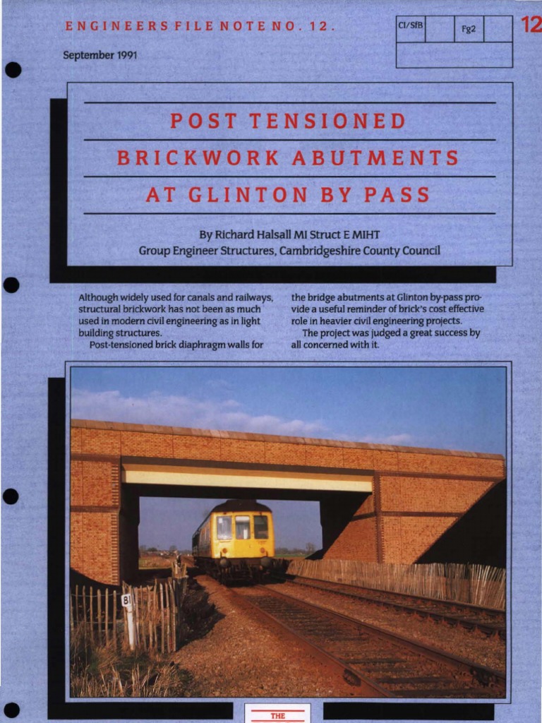 Post Tensioned Brickwork Abutments at Glinton by Pass - Engineers File ...