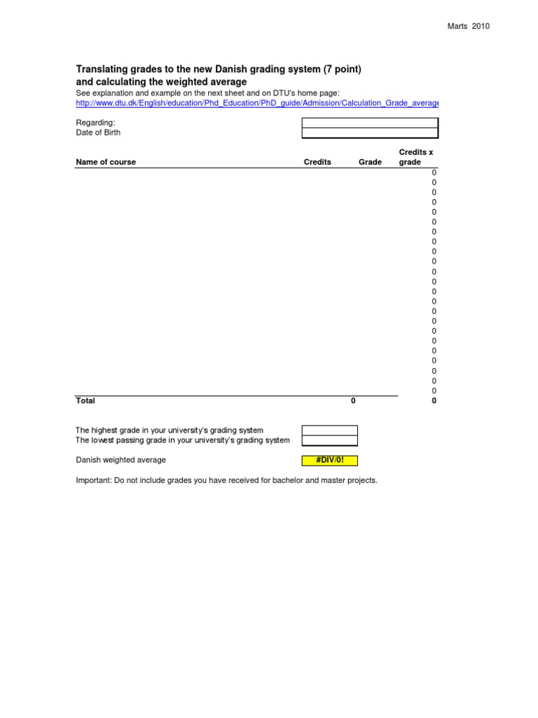 Translating Grades To The New Danish Grading System (7 Point) and ...