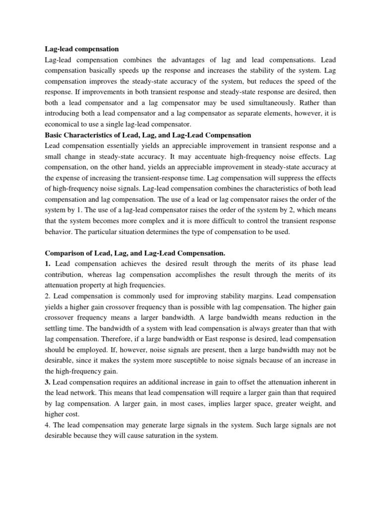 Basic Characteristics of Lead | PDF | Lag | Bandwidth (Signal Processing)