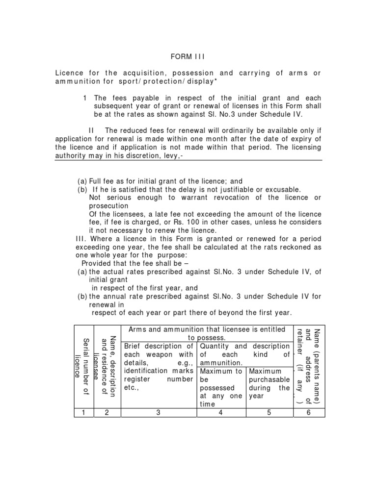 Gun Licence Format | Download Free PDF | License | Ammunition