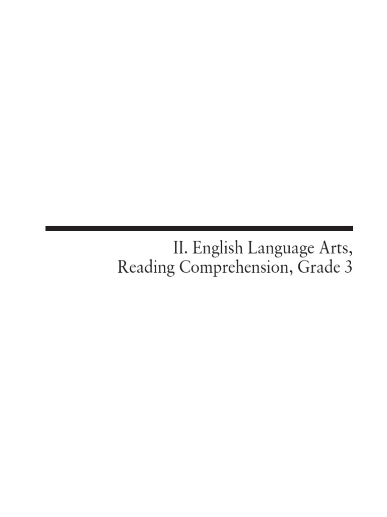 II. English Language Arts, Reading Comprehension, Grade 3 | PDF ...