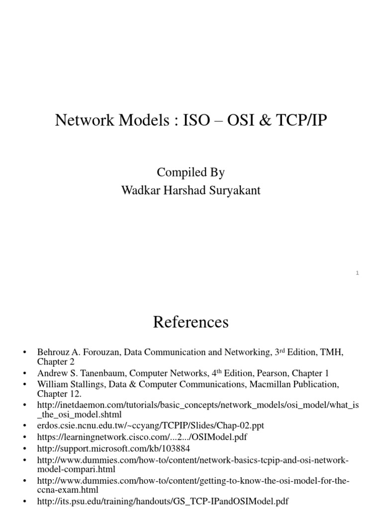 Network Models: ISO - OSI & TCP/IP: Compiled by Wadkar Harshad Suryakant | Download Free PDF ...