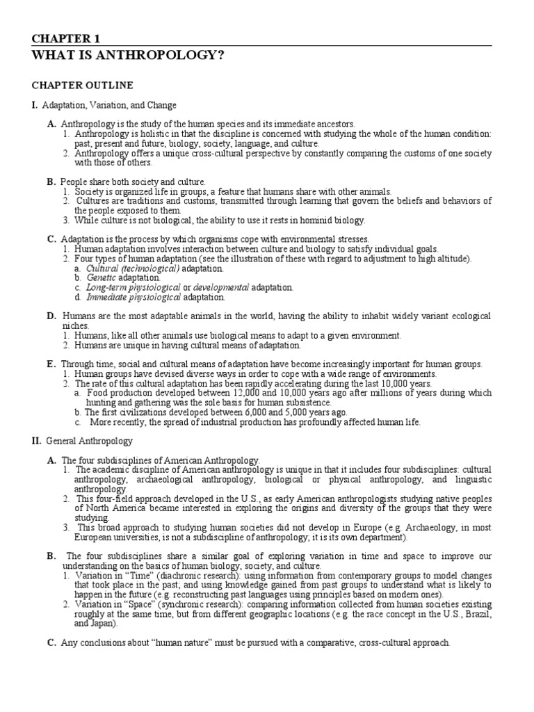 What Is Anthropology?: Chapter Outline | PDF | Anthropology | Ethnography