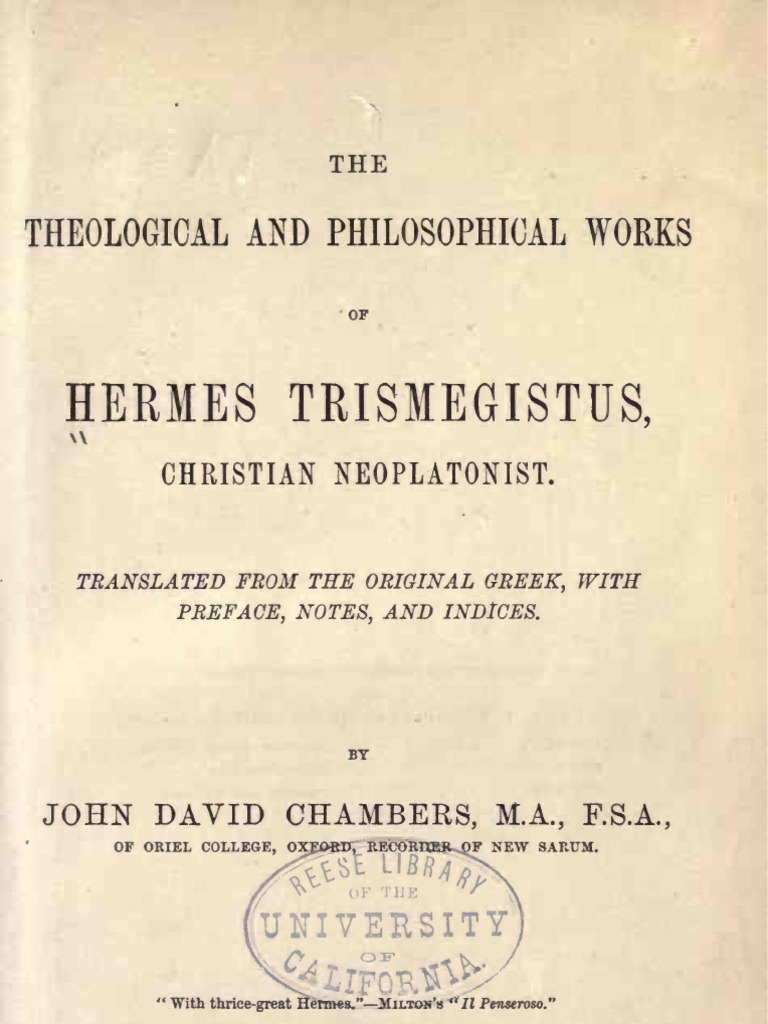 Theological and Philosophical Works of Hermes Trismegistus | PDF ...