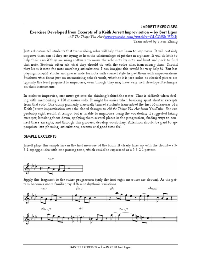 Keith Jarrett Style Jazz Exercises Pdf Chord Music Jazz