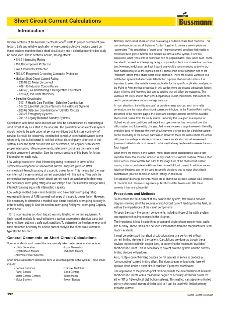 Short Circuit Current Calculation | PDF