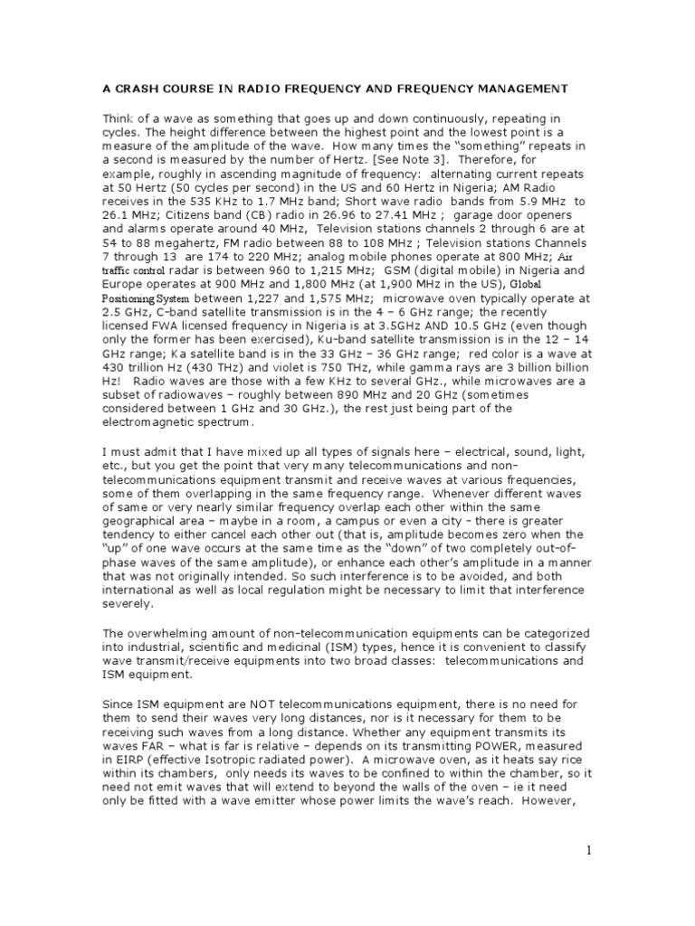 Radio Frequency Basics and Management | PDF | Radio Spectrum | Hertz
