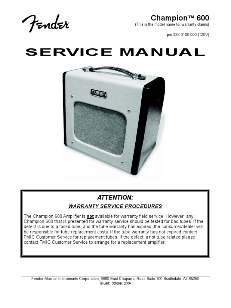 Fender Champion 600 Service Manual | PDF | Electrical Engineering ...