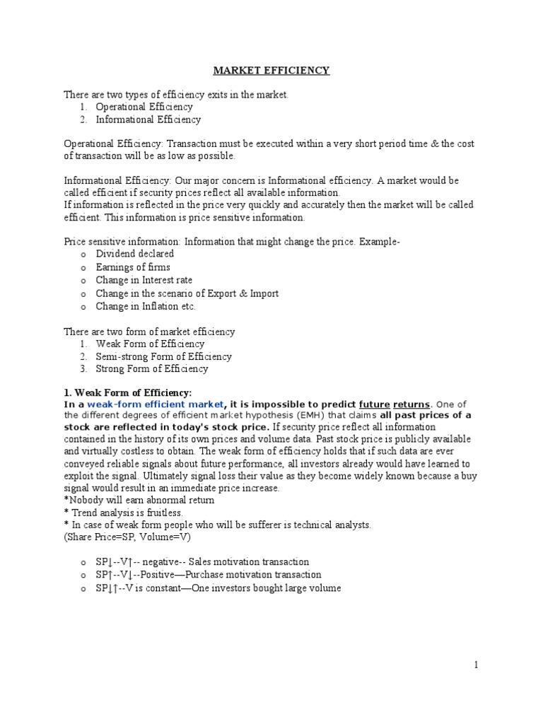 Market Efficiency: Weak-Form Efficient Market | Download Free PDF ...