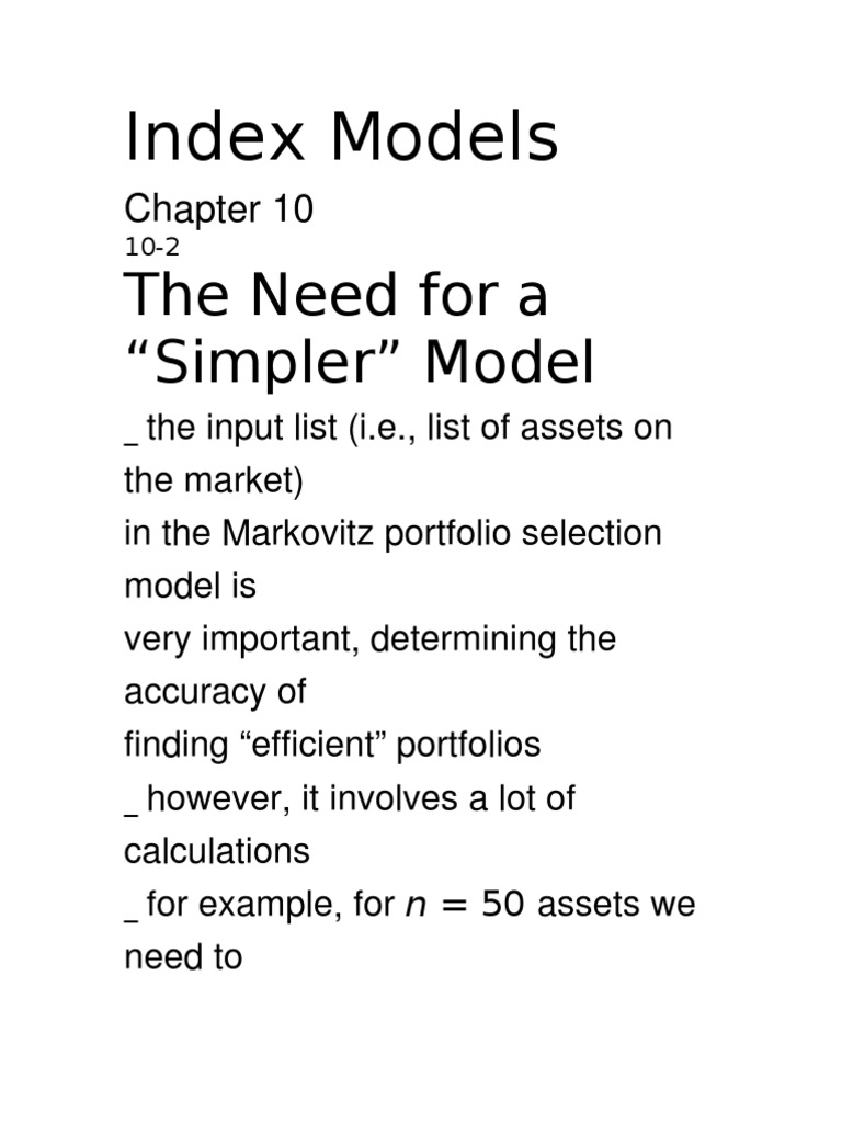 Index Models. | PDF | Beta (Finance) | Capital Asset Pricing Model