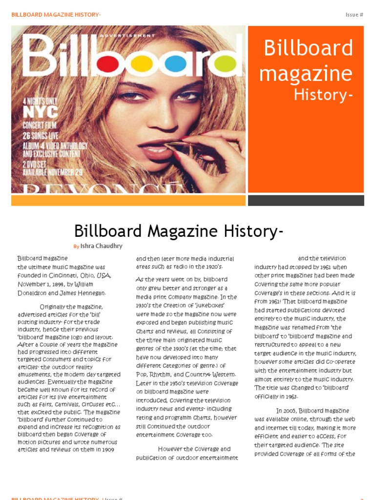 Billboard Magazine History | PDF | Magazines | Mass Media