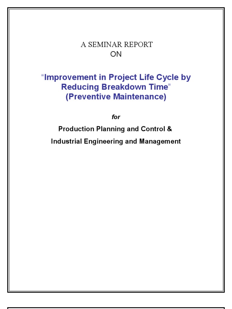 TPM Preventive Maintenance Report | PDF | Project Management ...