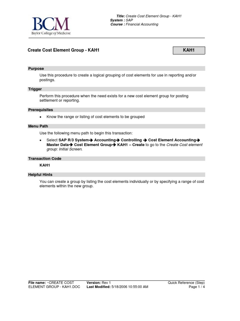 Create Cost Center Element Group | PDF | Areas Of Computer Science ...