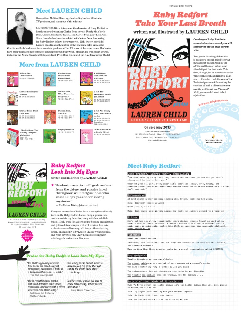 Ruby Redfort Take Your Last Breath Press Release | PDF | Books