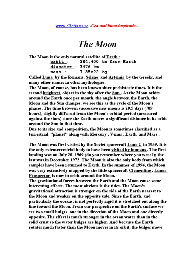 The Moon | PDF | Moon | Earth