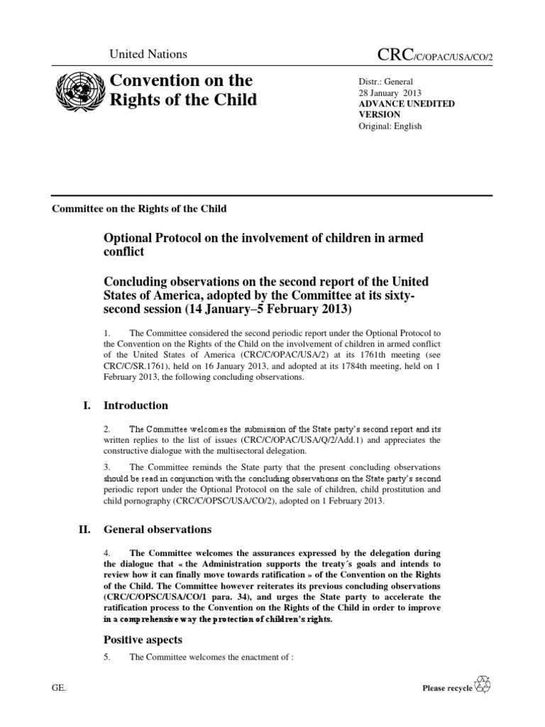 UN Report On Child Soldiers | PDF | Convention On The Rights Of The ...