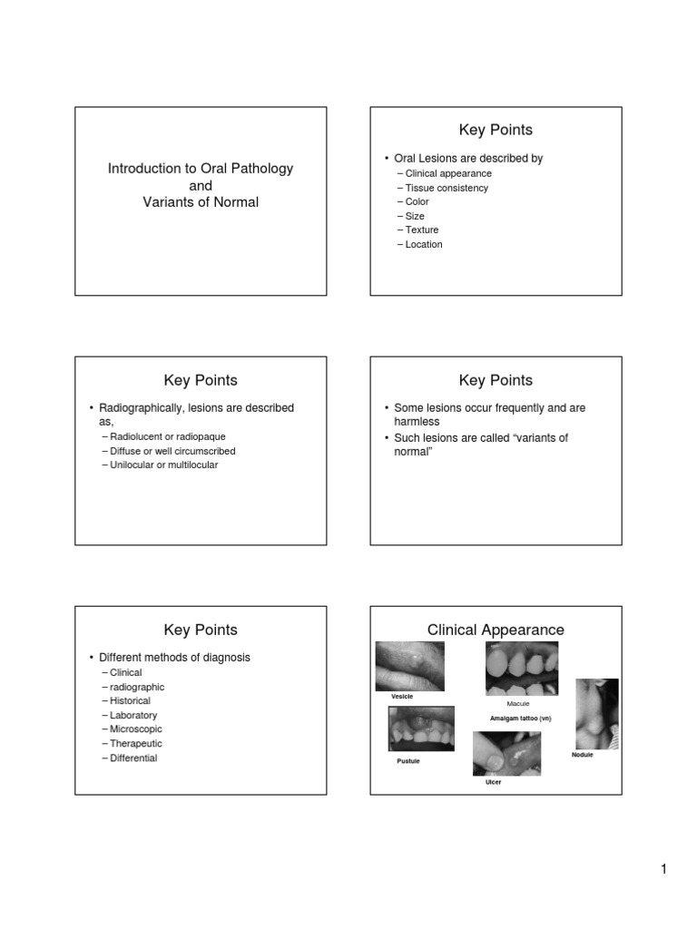 Key Points: Introduction To Oral Pathology and Variants of Normal | PDF ...