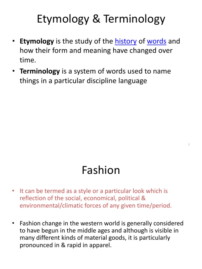 Etymology and Terminology of Fashion | PDF | Fashion | Costume
