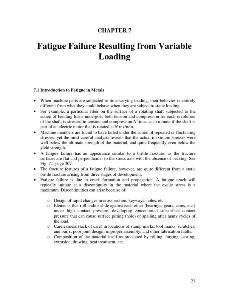 Fatigue Failure Resulting From Variable Loading | PDF
