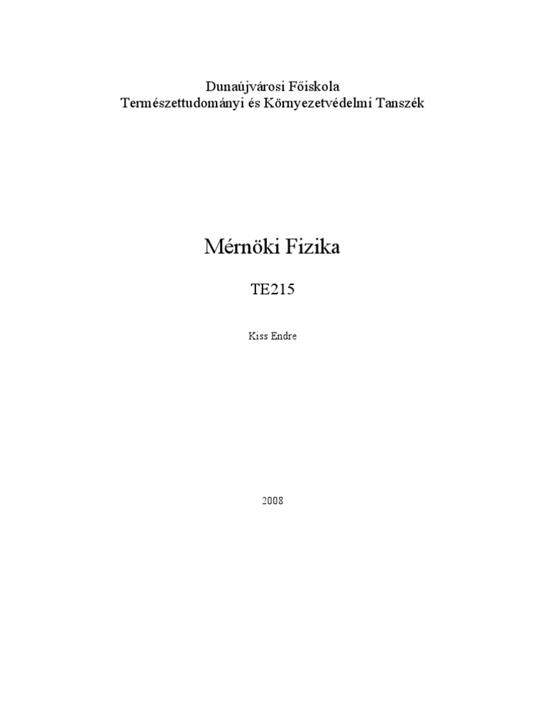 Mernoki Fizika Jegyzet | PDF