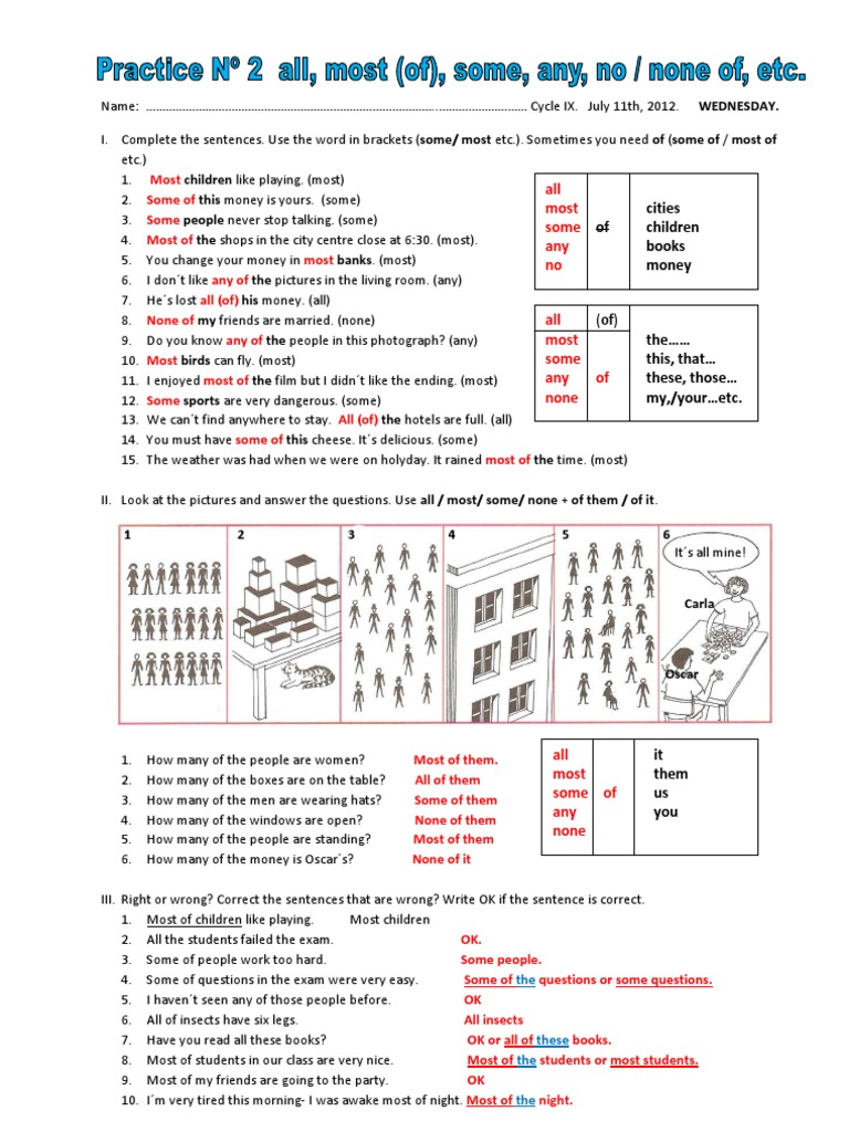 Determiners Exercises for Students | PDF | Leisure