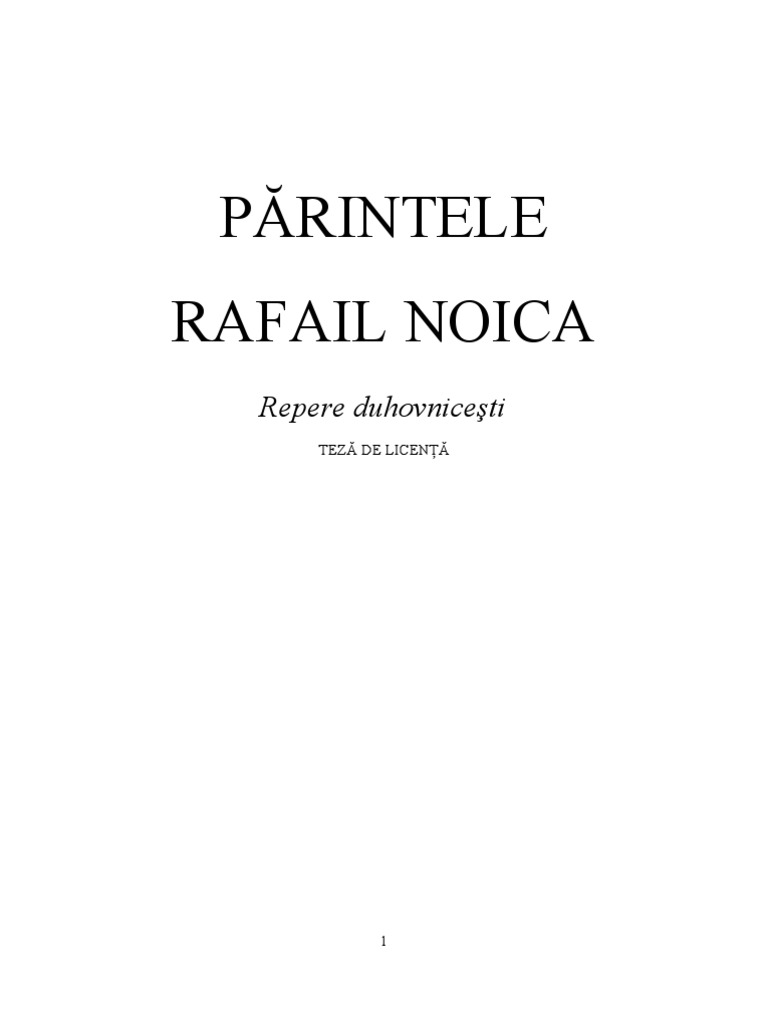 Parintele Rafail Noica, Teza de Licenta | PDF