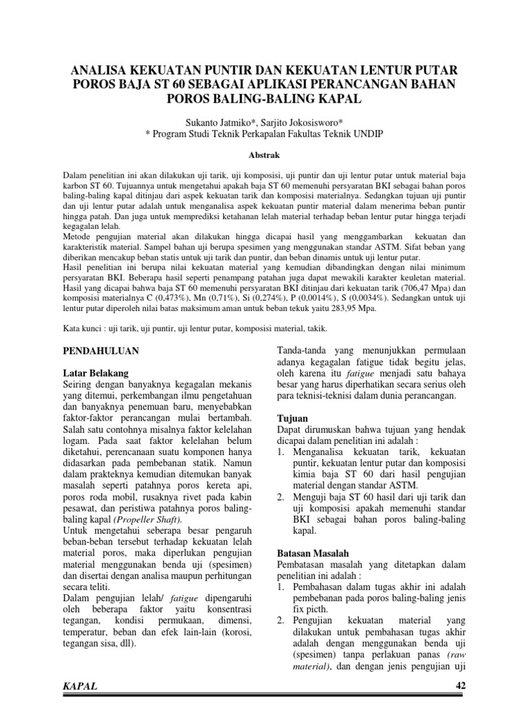 Analisis Baja ST 60 untuk Poros Kapal | PDF