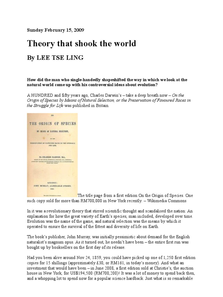 Darwin Theory of Evolution | PDF | Charles Darwin | On The Origin Of ...